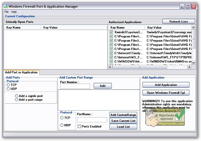 Download Windows Firewall Ports & Applications Manager - MajorGeeks