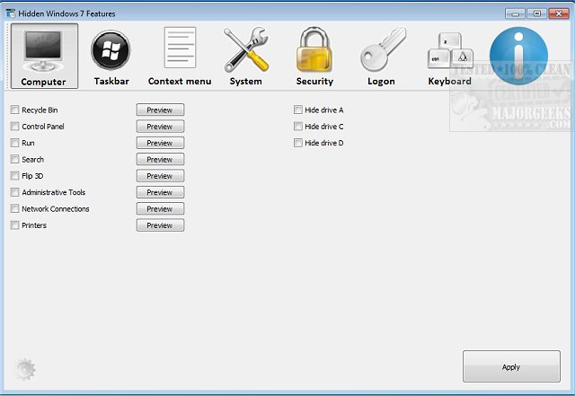 Download Hidden Windows 7 Features - MajorGeeks