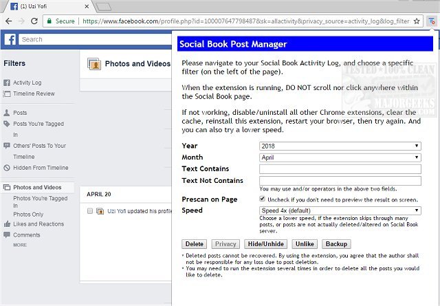 Download Social Book Post Manager for Chrome - MajorGeeks