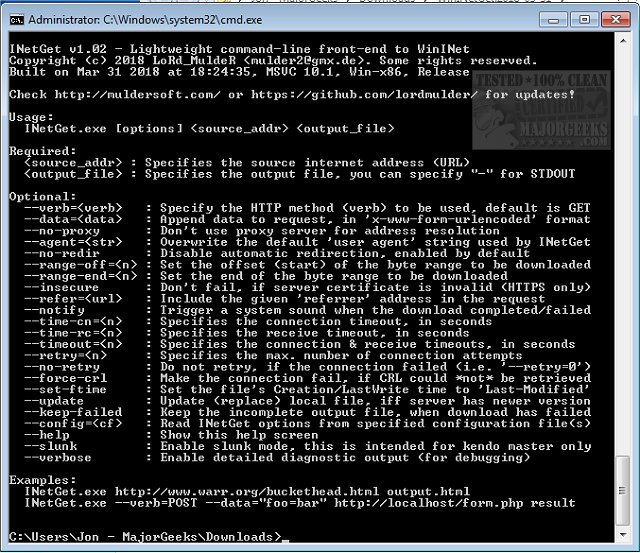 Download INetGet 1.02 - MajorGeeks