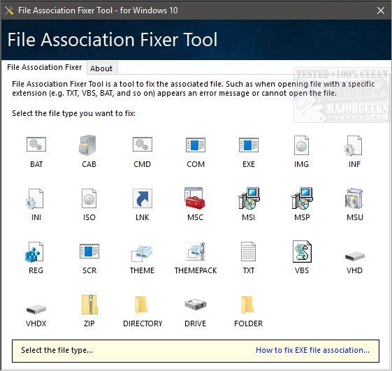 Download File Association Fix Tool - MajorGeeks Download File Association Fix Tool - MajorGeeks