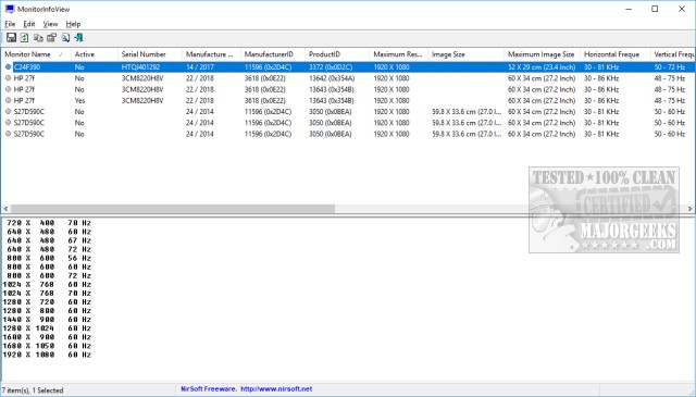 Download MonitorInfoView - MajorGeeks