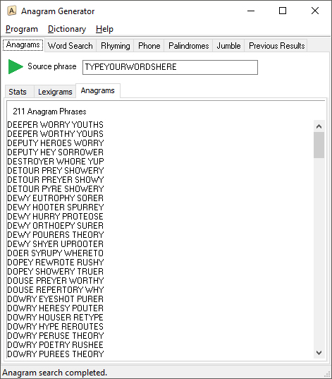 Download Anagram Generator - MajorGeeks