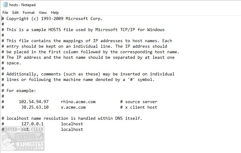 Download HOSTS File for Windows - MajorGeeks