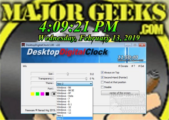 Download DesktopDigitalClock - MajorGeeks