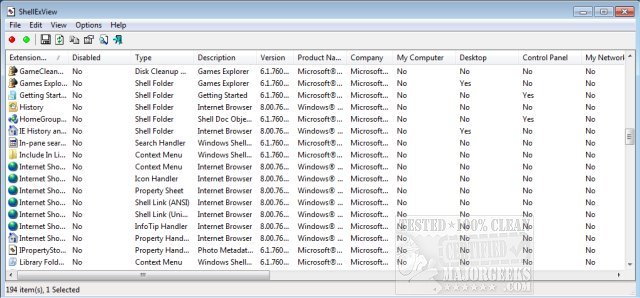 Download ShellExView - MajorGeeks