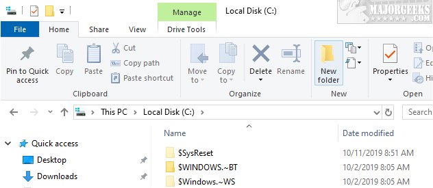 Download Delete $Windows.~BT and $Windows.~WS Folders - MajorGeeks