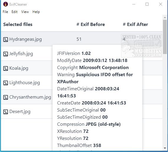 Download ExifCleaner 3.6.0 - MajorGeeks