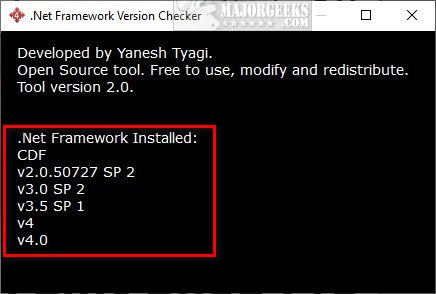 Download .Net Version Checker - MajorGeeks