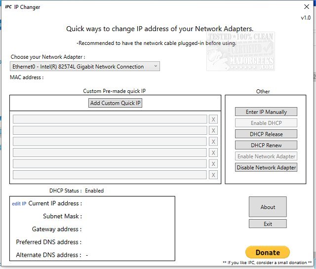 Download IP Changer (IPC) - MajorGeeks