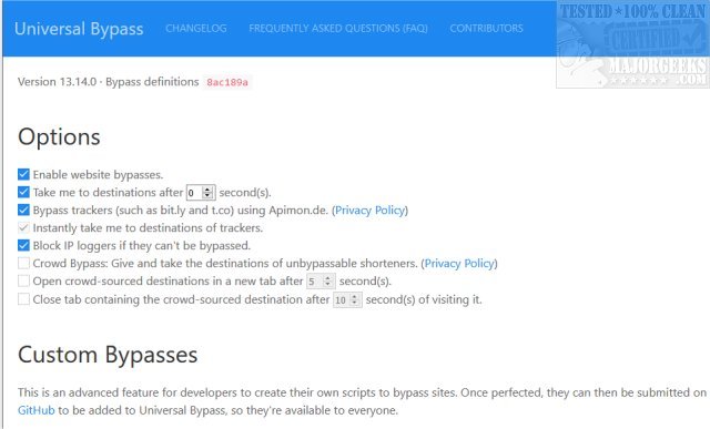 Download Universal Bypass - MajorGeeks