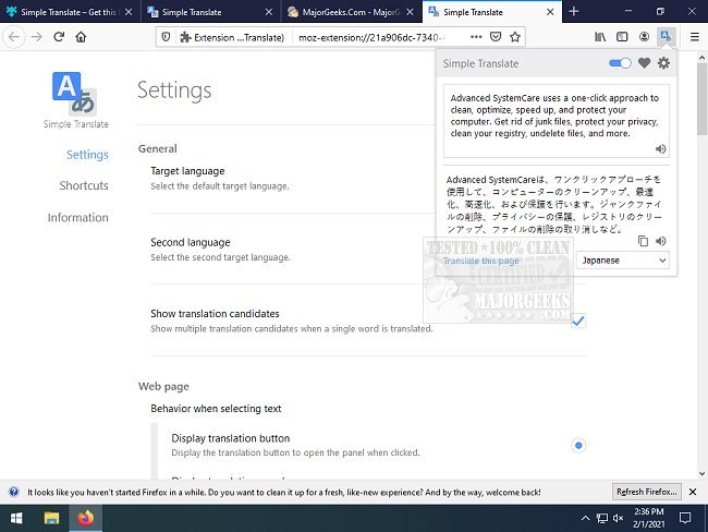 Download Simple Translate for Chrome and Firefox - MajorGeeks