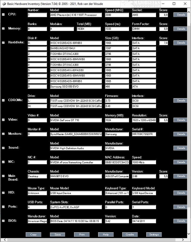 Download Basic Hardware Inventory - MajorGeeks