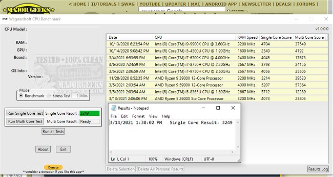 Download Wagnardsoft CPU Benchmark - MajorGeeks