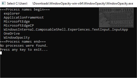 Download Window Opacity - MajorGeeks