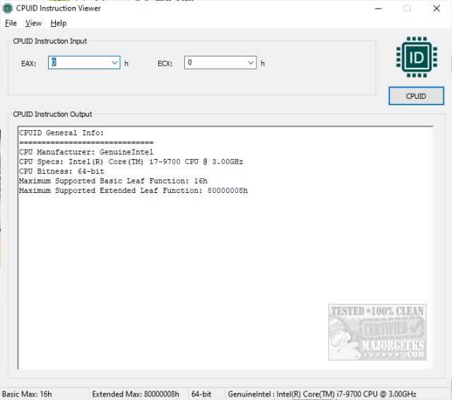 Download CPUID Instruction Viewer - MajorGeeks