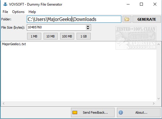 Download VOVSOFT Dummy File Generator - MajorGeeks