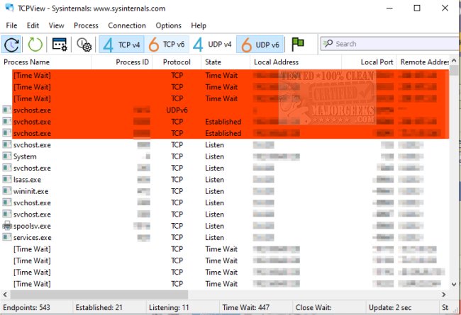 Download Microsoft Sysinternals TCPView - MajorGeeks