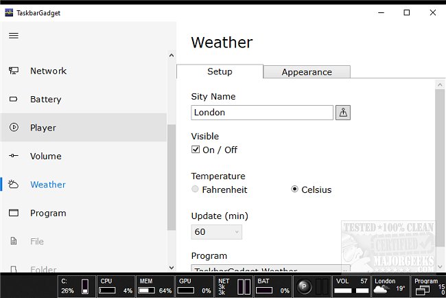 Download TaskbarGadgetLT - MajorGeeks