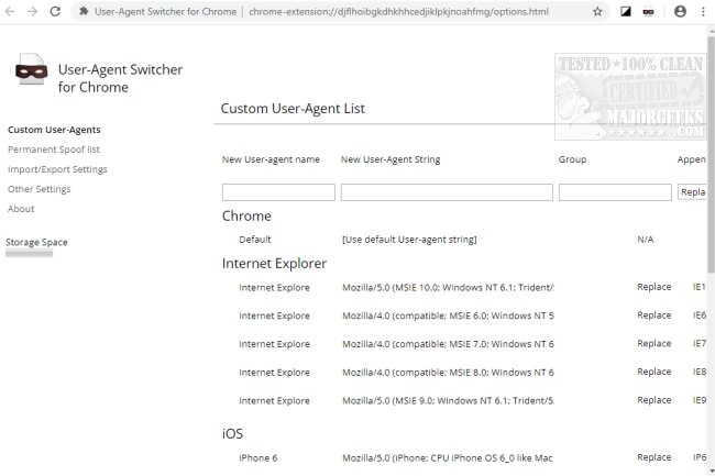 Download User-Agent Switcher for Chrome - MajorGeeks