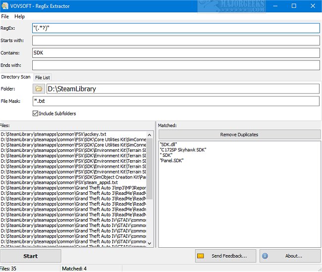 Download VOVSOFT RegEx Extractor - MajorGeeks