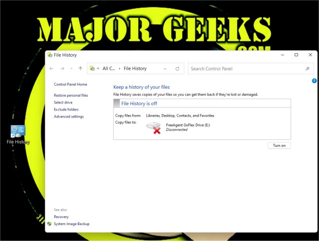 Download Windows File History Shortcut - MajorGeeks