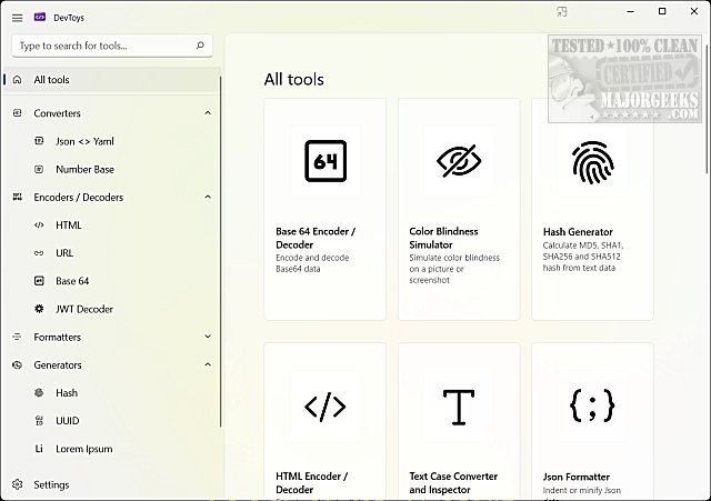 Download DevToys - MajorGeeks