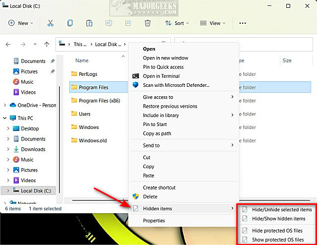 Download Add Hidden Items Context Menu in Windows 10 & 11 - MajorGeeks
