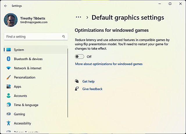 Download Turn Optimizations for Windowed Games On or Off in Windows 11 ...