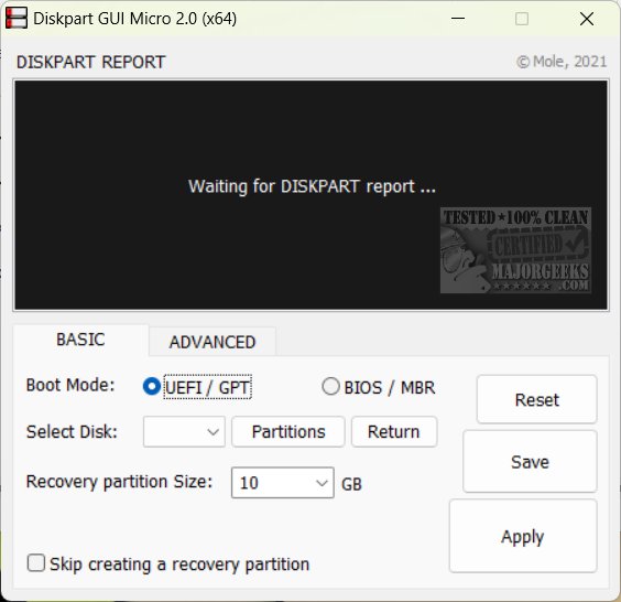 Download DiskPart GUI Micro - MajorGeeks