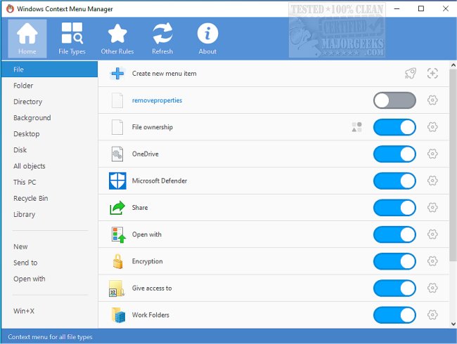 Download Context Menu Manager - MajorGeeks