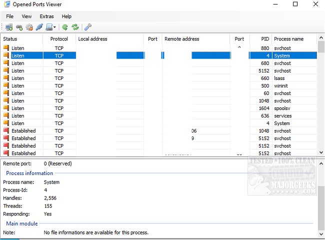 Download Opened Ports Viewer - MajorGeeks