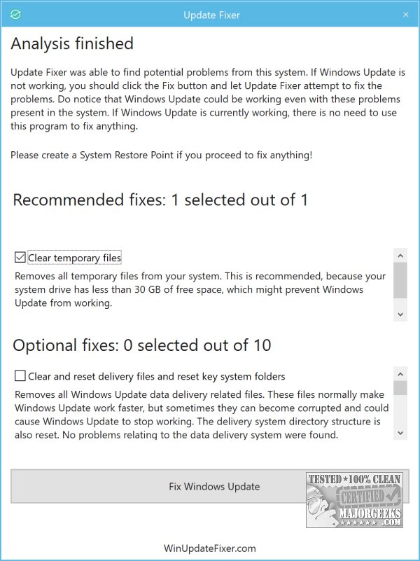 Download Update Fixer - MajorGeeks