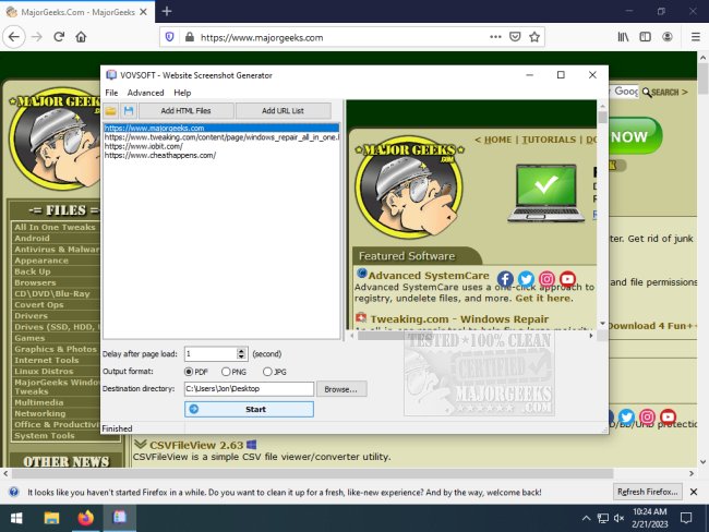 Download VOVSOFT Website Screenshot Generator - MajorGeeks