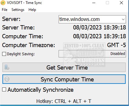 Download VOVSOFT Time Sync 3.2 - MajorGeeks