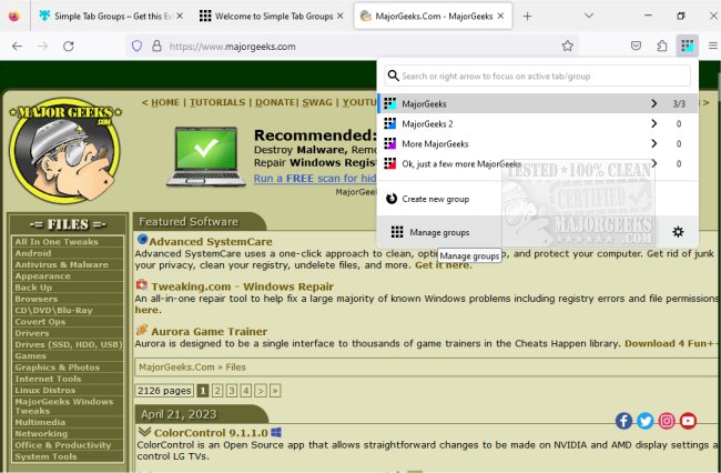 Download Simple Tab Groups for Firefox - MajorGeeks