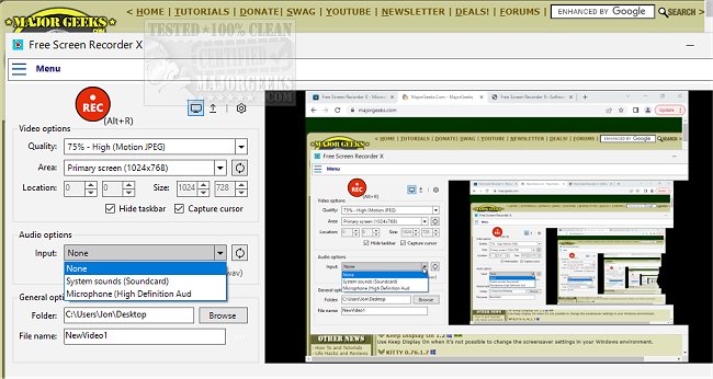 Download Free Screen Recorder X - MajorGeeks