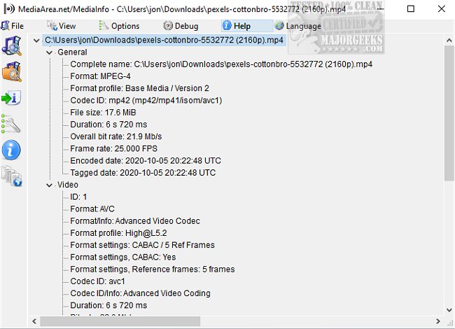 Download MediaInfo Portable - MajorGeeks