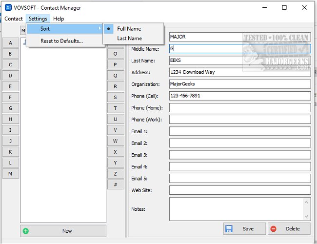 Download VOVSOFT Contact Manager - MajorGeeks