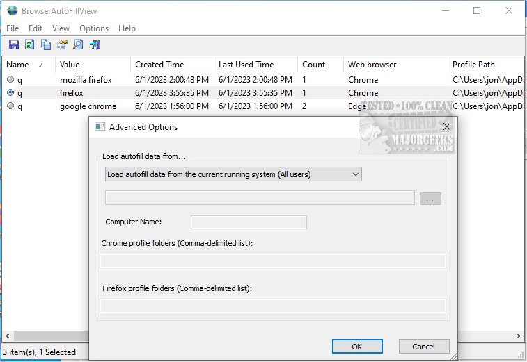 Download BrowserAutoFillView - MajorGeeks
