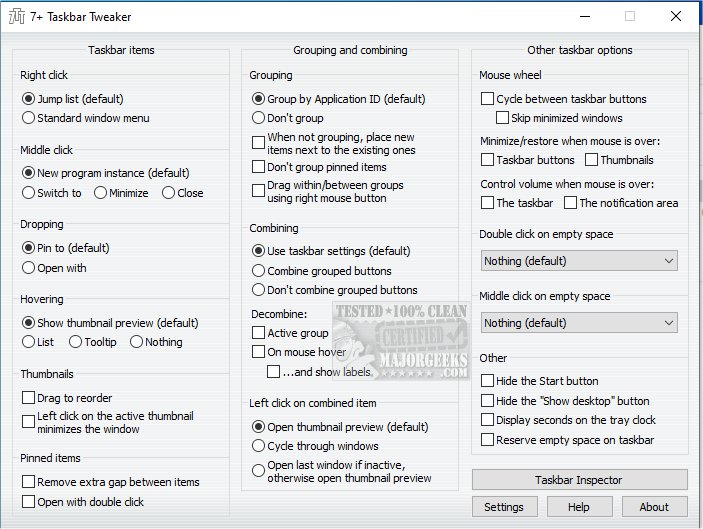 Download 7+ Taskbar Tweaker - MajorGeeks