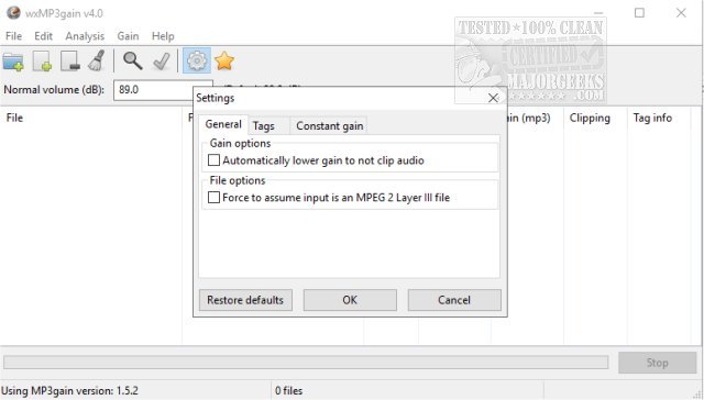 Download wxMP3gain Portable - MajorGeeks