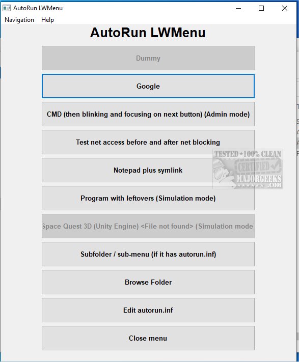 Download AutoRun LWMenu - MajorGeeks