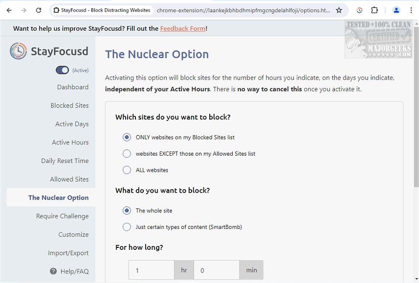 Download StayFocusd for Chrome and Edge - MajorGeeks