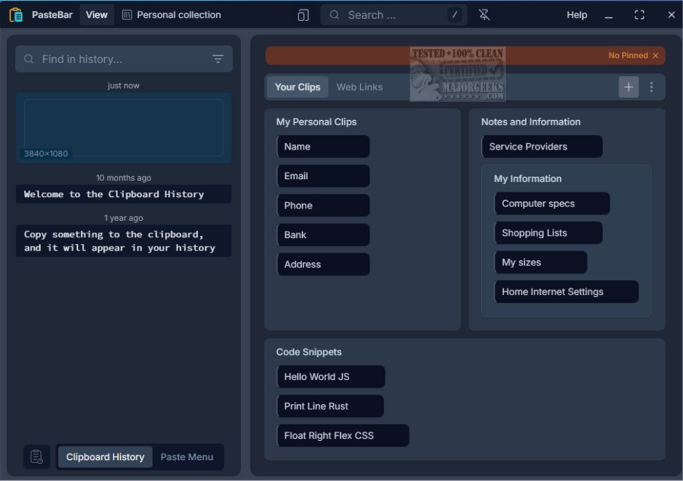 Download PasteBar - MajorGeeks
