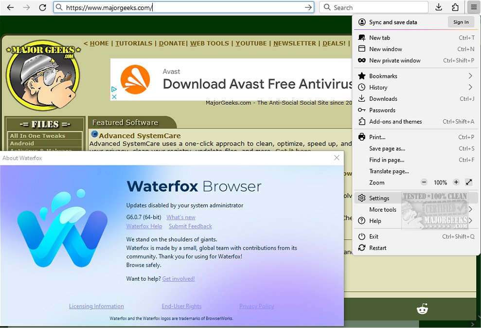 Download Waterfox Portable - MajorGeeks