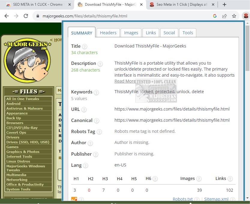 Download SEO META in 1 CLICK for Chrome 2.67 - MajorGeeks