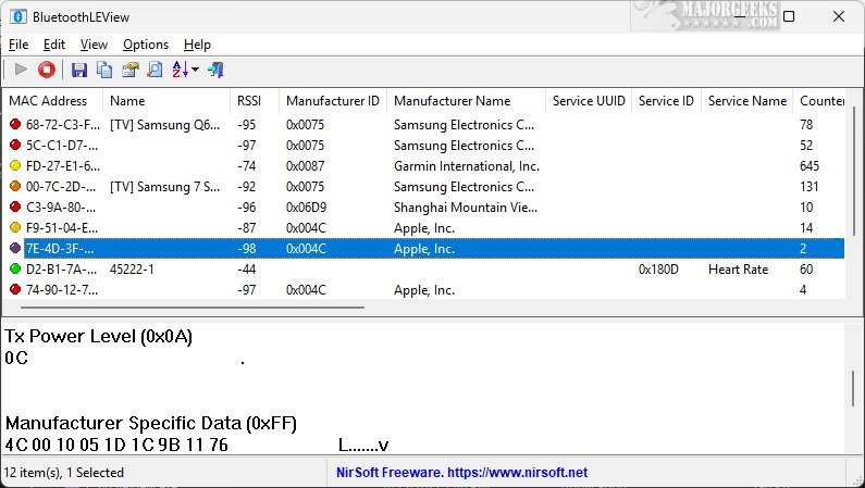 Download BluetoothLEView - MajorGeeks