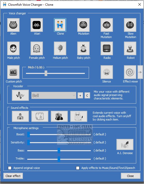 Download Clownfish Voice Changer 1.90 - MajorGeeks