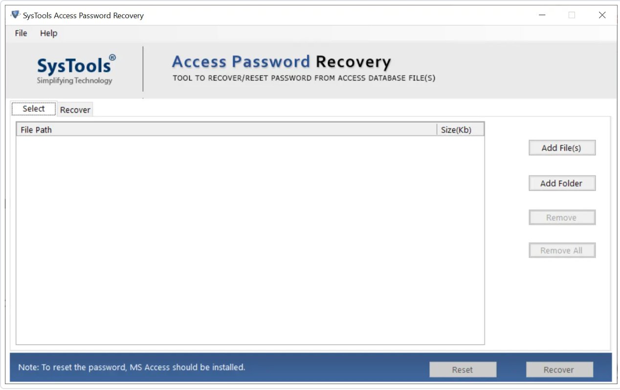 Download SysTools Access Password Recovery - MajorGeeks